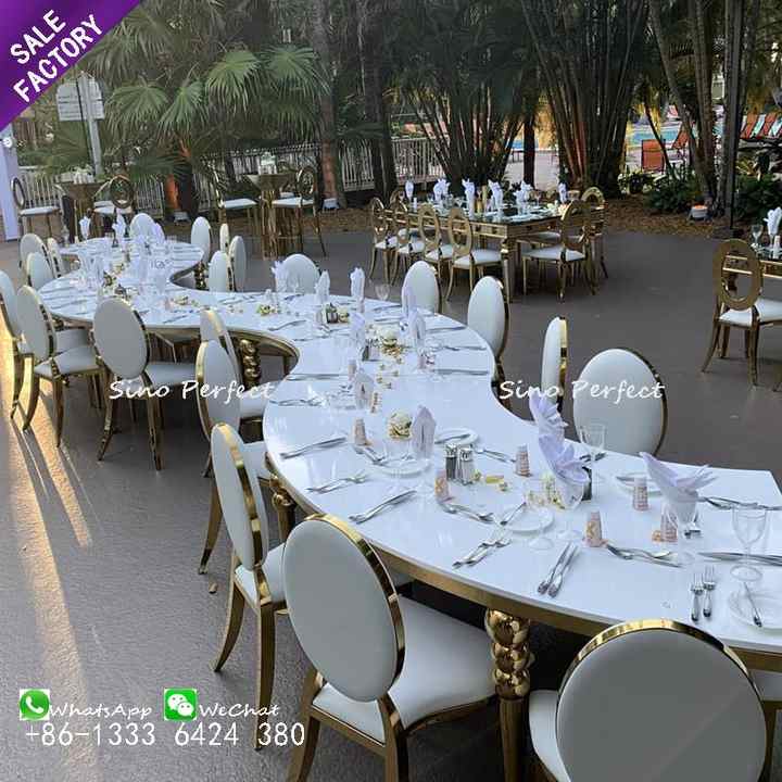 ODM Stainless Steel White Top Serpentine S Shape Events Dinner Table ...