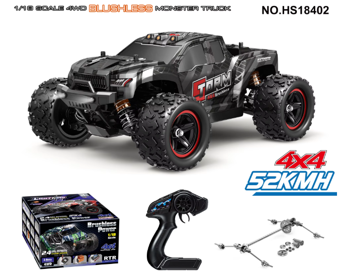 HOSPEED Professional Brushless RC Monster Pickup 1/18 Size 4WD, 2.4G ...
