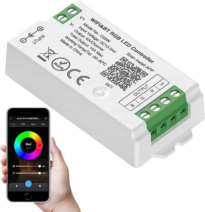 Tuya Wifi Smart RGB LED Strip Controller 24V 12V APP Voice Remote Control