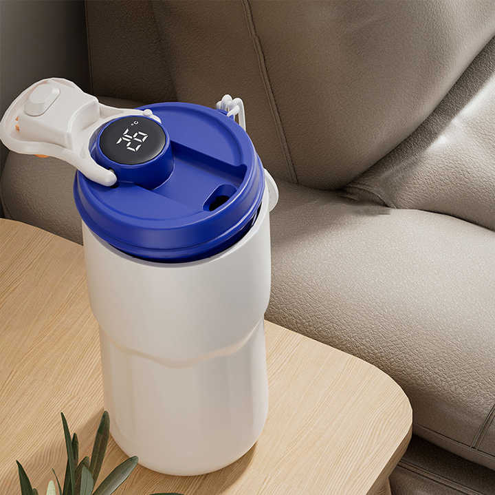 Reusable 420ml Stainless Steel Travel Coffee Mug Vacuum Thermos Flask Thermal Led Temperature ...