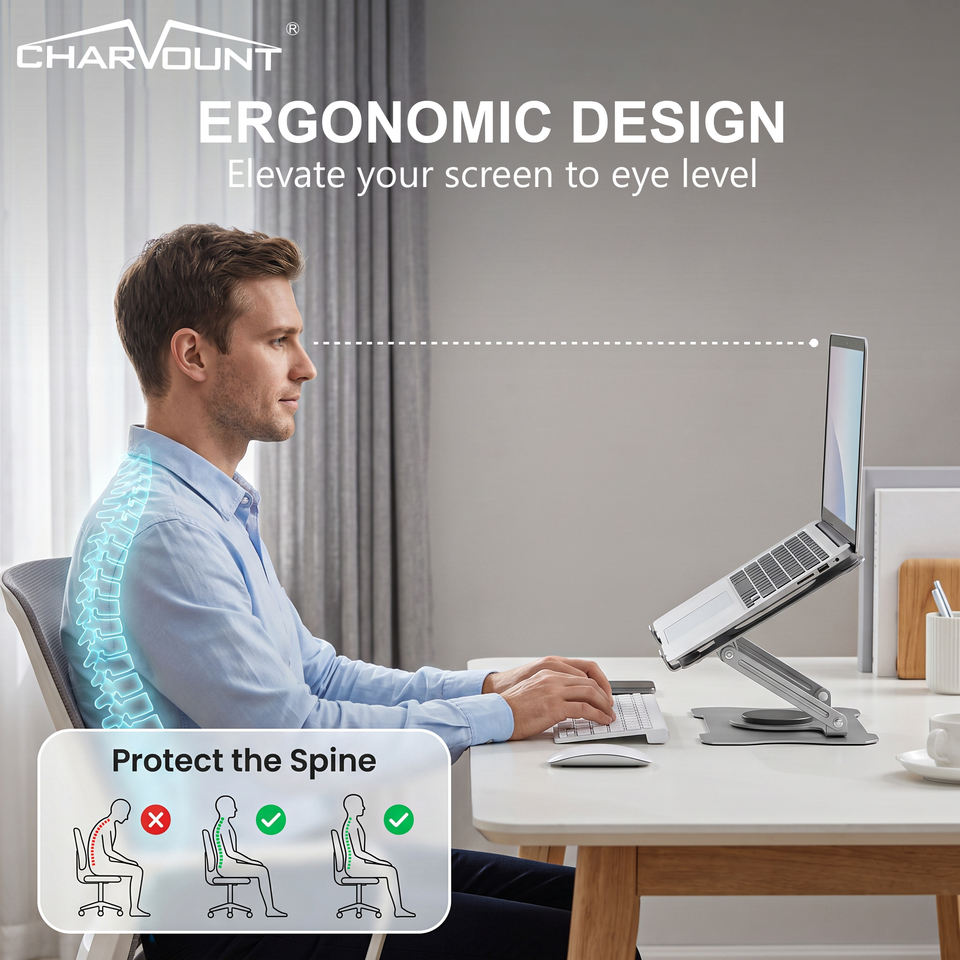 Ergonomic Laptop Stand Carbon Steel Adjustable Holder 360 Degree ...