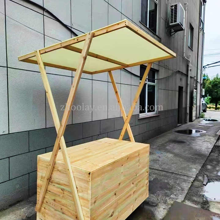 Outdoor Wooden Mobile Market Stall Display Stand Mall Activity Platform ...
