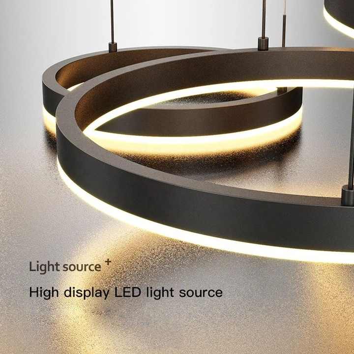 Modern Simple Black LED Chandelier for Living Room & More