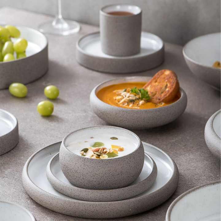 Gray Color Stoneware Dinnerware - Elegant Ceramic Sets