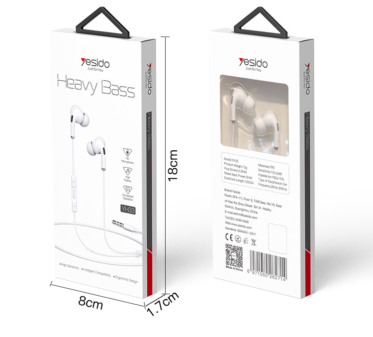 Yesido Heavy Bass Wired Earphones 3.5mm (YH33) - AppleMe