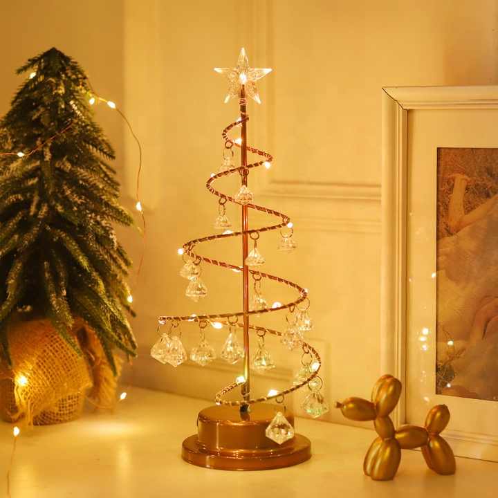 L 13'' Glittering Fairy Star Spiral Night Light LED Desktop Christmas ...