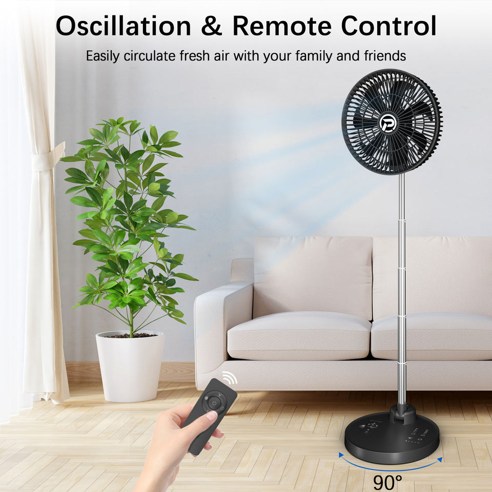20000mAh Rechargeable Telescopic Oscillating Fan Electric Adjustable ...