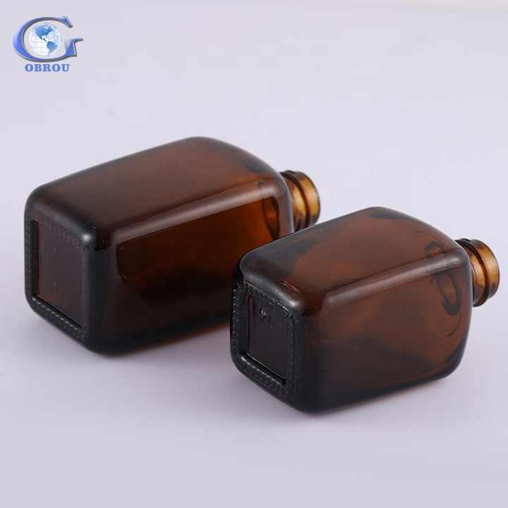 Free Sample Amber Glass Square Shape Bottle 10ml 20ml 30ml 50ml 100ml Serum Hair Oil Glass Spray ...