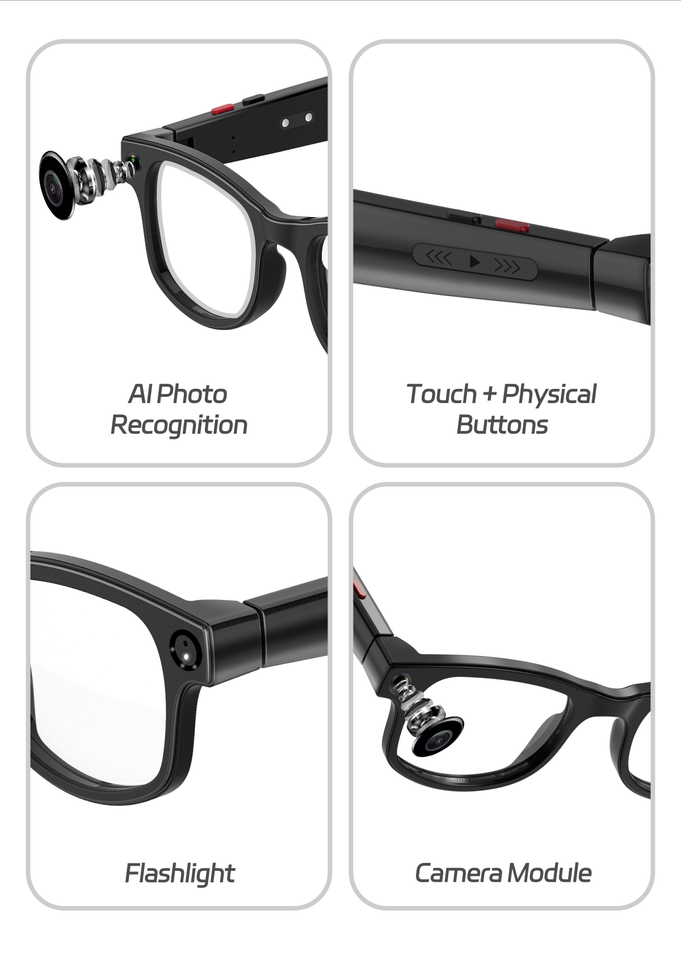 8MP Three Different Lenses Smart Glasses 4K Video HD Photo Taking ...