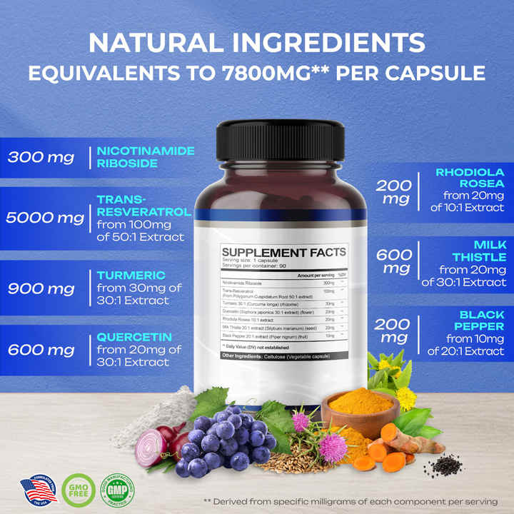 7 in 1 NAD Plus Supplement with Nicotinamide Riboside Trans Resveratrol ...