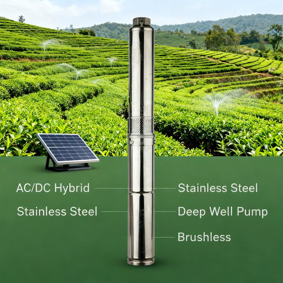 AC/DC 200m Hybrid Brushless Solar Water Pump Submersible Solar Water ...