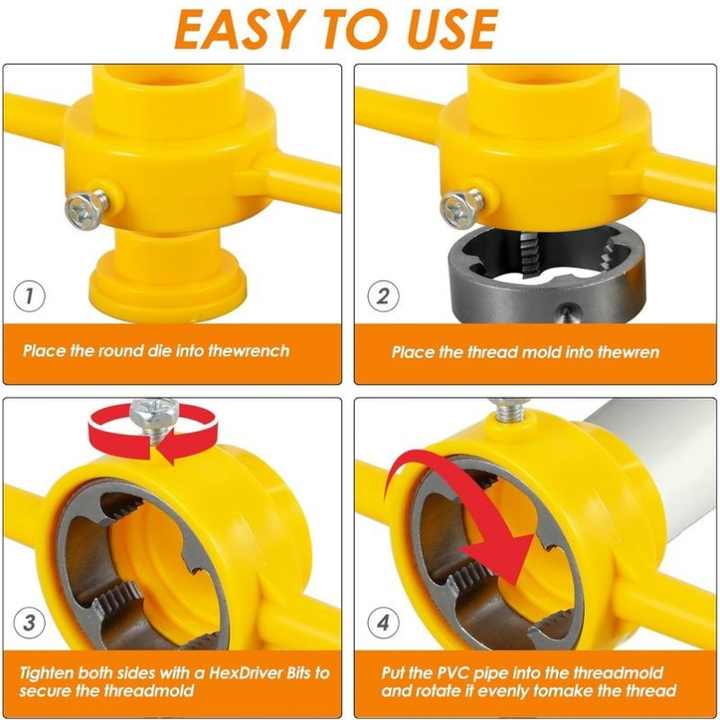 PVC Plastic Pipe Thread Die Kit - DIY Hand Tool Repair