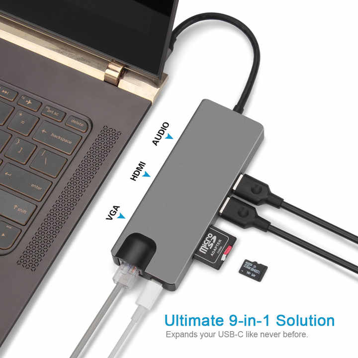 WFYEAR Hot High Speed OEM Port USB3.0 SD TF/SD RJ45 Audio Hubs VGA Hdtv ...