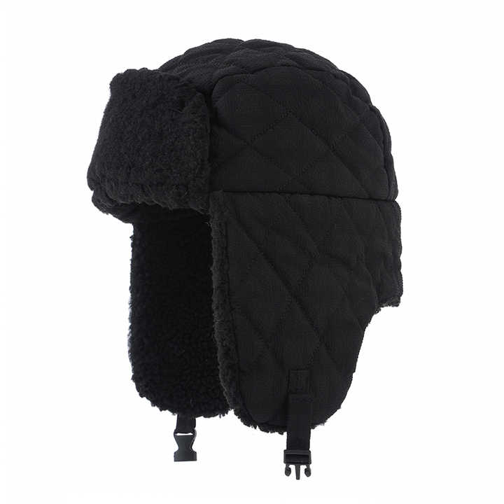 Winter Versatile Plaid Plush Lei Feng Hat Thickened Windproof and Warm ...
