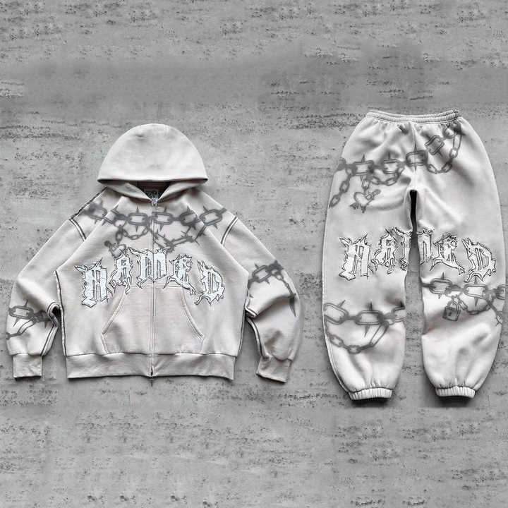 Shop Our Custom Logo Puff Print Acid Washed Cotton Mens Tracksuits