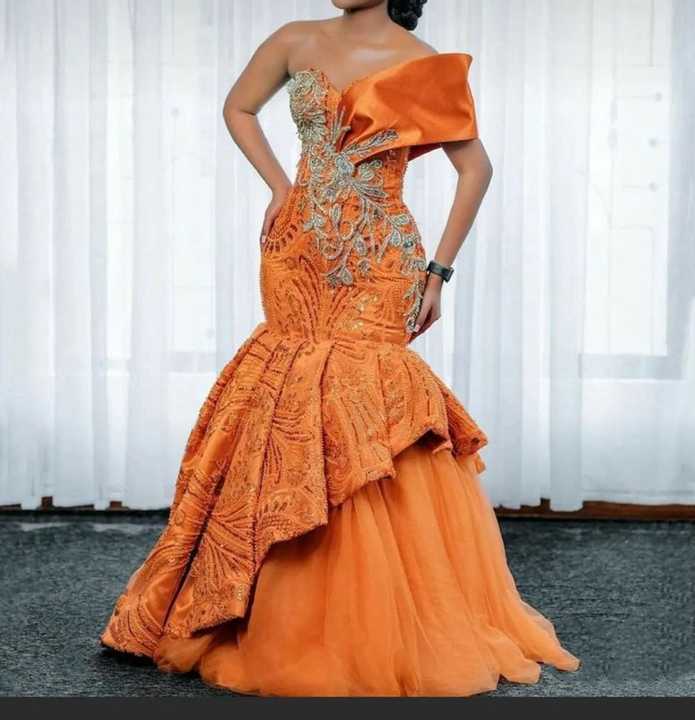 Haute Couture.Lace Satin Mermaid Dress Embellished With Beaded ...