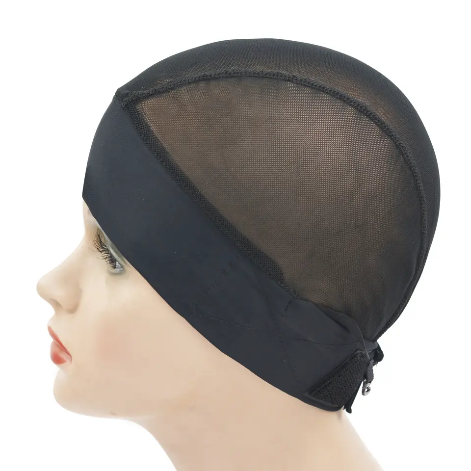 Wholesale Headband Wig Cap - Black Mesh with Adjustable Straps