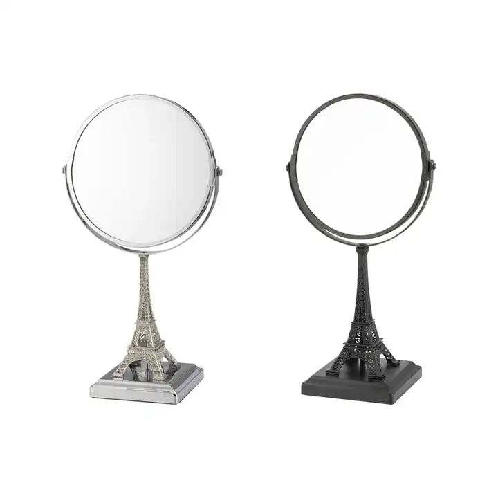 Classic Metal Round Cosmetic Counter Mirror with Stand Double Sided ...