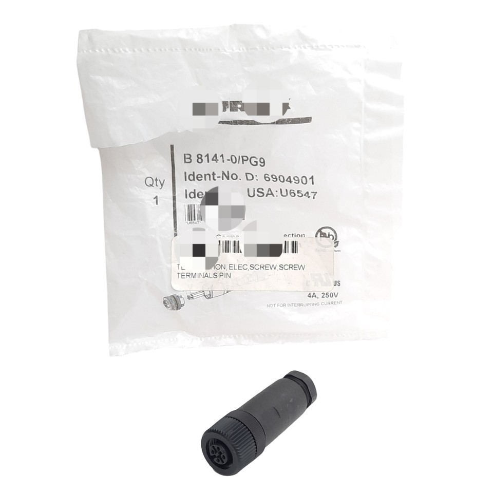 B 8141-0 Field Wireable Connector, M12 4-pin Female 250v 4a Screw ...