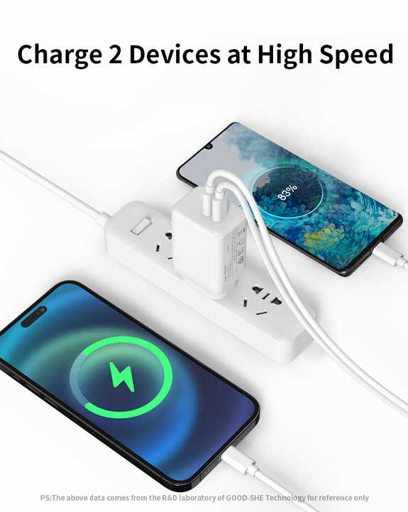 AVS Trendy Products 2025 40W 45W PD Fast Double Type-c Ports Fast Charger Plug for Samsung S24 ...