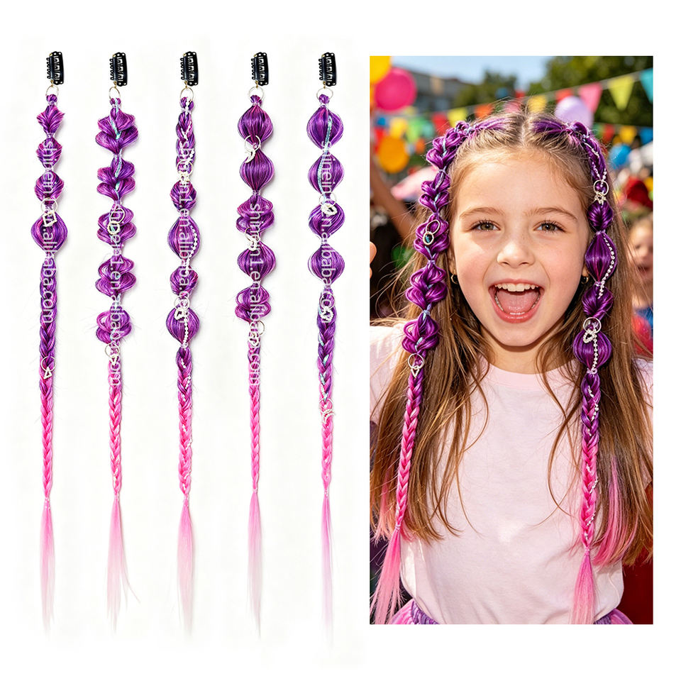 Wholesale Kids Colored Hair Braids Extension Low Temperature Fiber ...