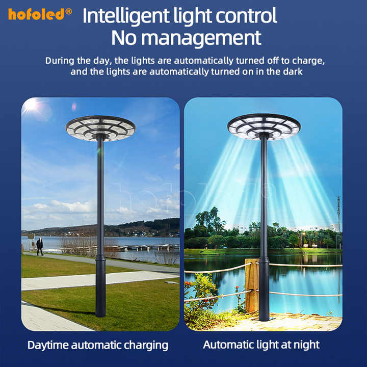 Hofoled Solar Panel Round Flagpole Lamp 1500W 2000W Outdoor LED UFO Solar Street Garden Light ...