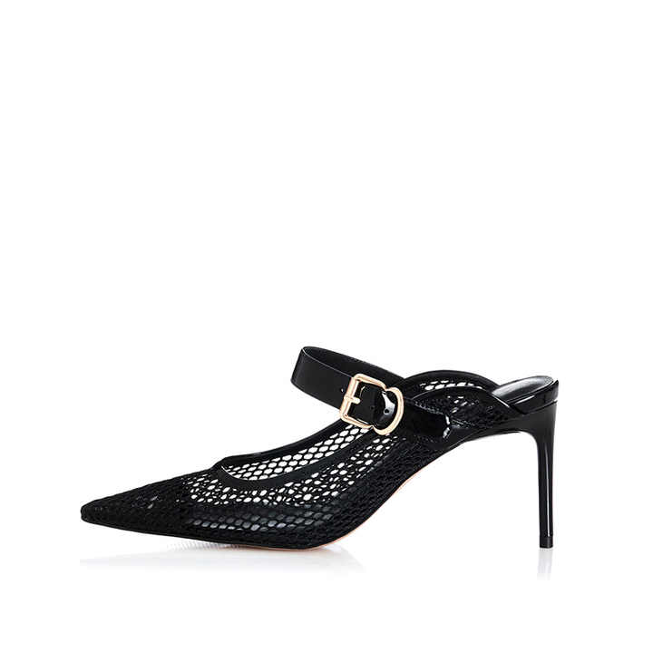 Custom Mesh Heels Manufacturer Women Pointed Toe Buckle Straps ...