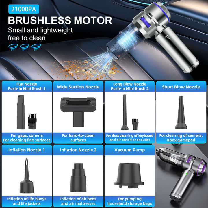 Mini Vaccum Car Cleaner - Portable & Powerful 3 in 1