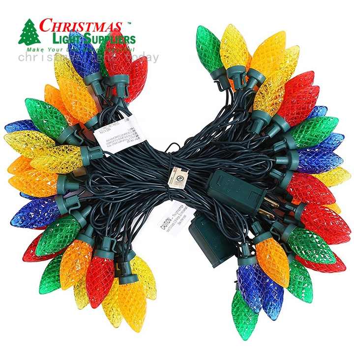 C9 Strawberry led string light Faceted Multi colored 25FT 25 Bulbs ...