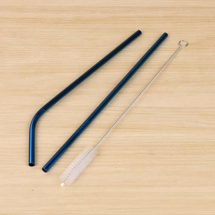 Promotion Gift Reusable Stainless Steel Bending Straw Set With Brush ...