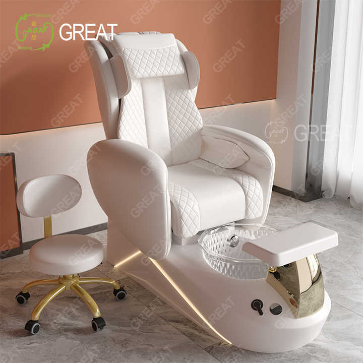 Modern White Beauty Salon Led Light Massage Foot Spa Chair Luxury ...