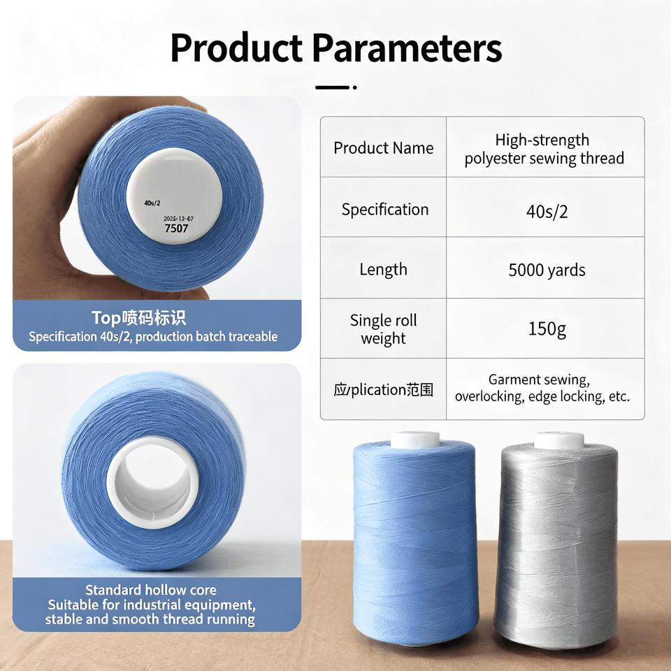 Factory Ready Stock 40s/2 Polyester Sewing Thread 5000Yards 150g ...
