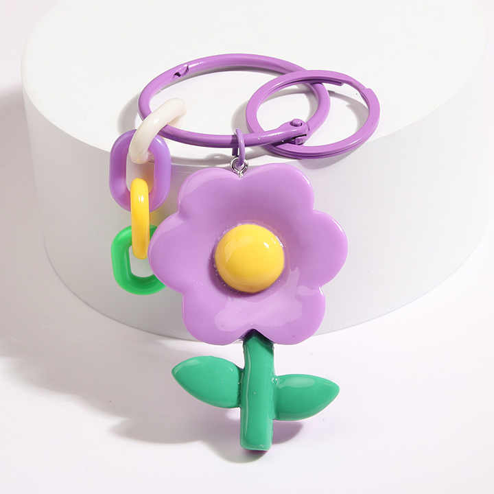 Custom Resin Flower Keychain - Girl Heart Keychain Love Chain