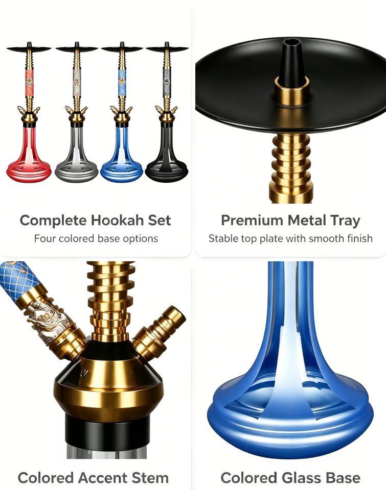 Luxury Tiger Head Hookah Shisha Set with LED Light Aluminium Alloy Body ...