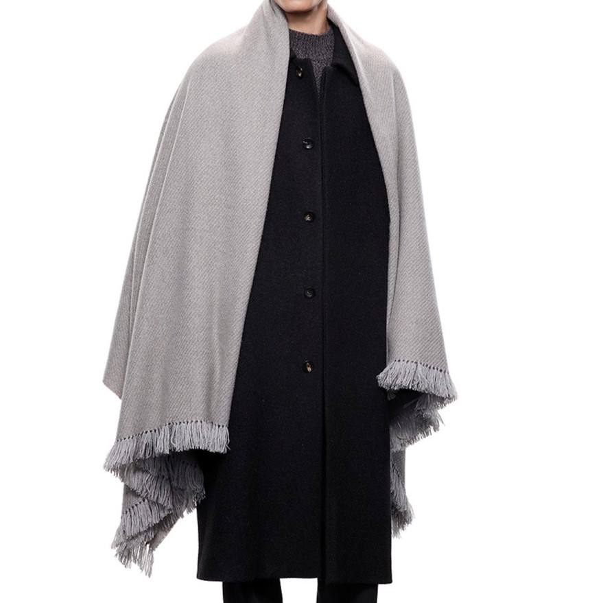 CUSTOM LOGO Men's Grey Herringbone Knit Fringed Shawl Scarf Men's Scarf ...