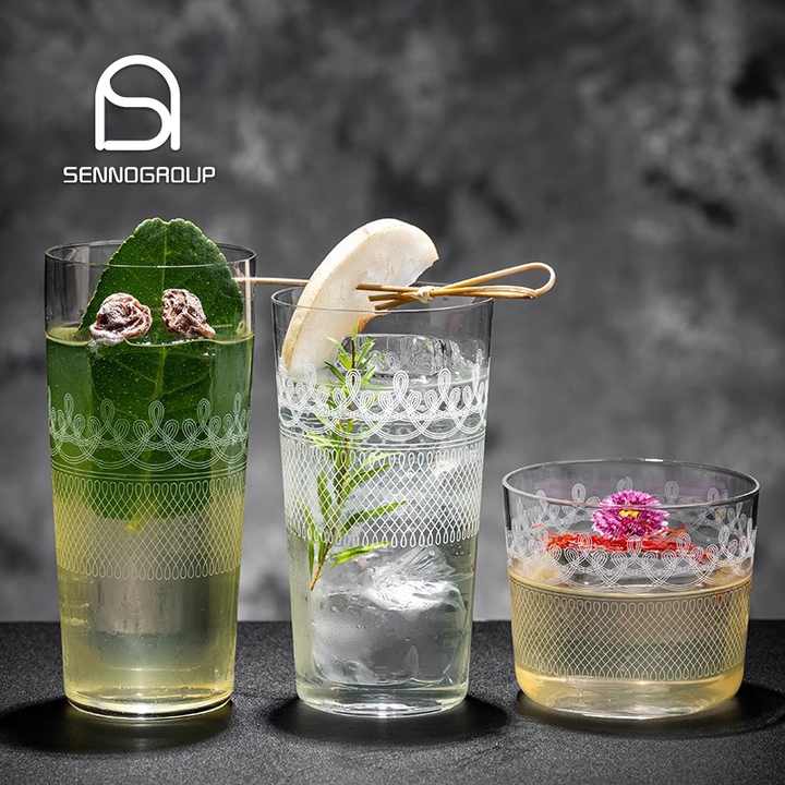 Japanese Style Lightweight Engraved Cocktail Glass Collins Glass Long ...