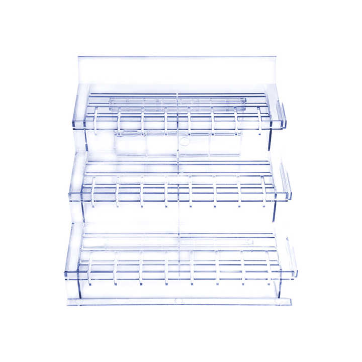 Supermarket Transparent Three Staircase Display Table Glass Display ...