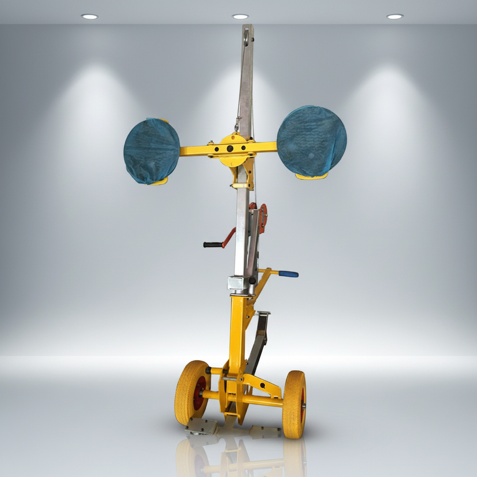 Mobile PLC Glass Lifting Machine with Vacuum Lifter Stabilizing Trolley ...