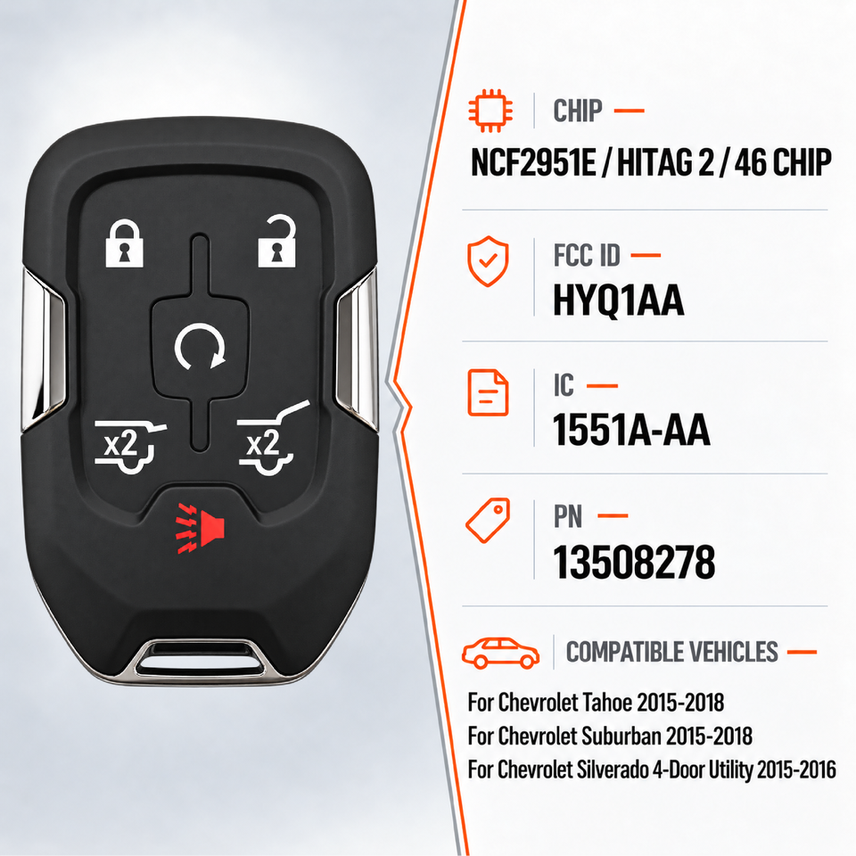 NCF2951E ID46 Chip 6 Button Smart Remote Key Fob 315MHz FCC ID HYQ1AA ...