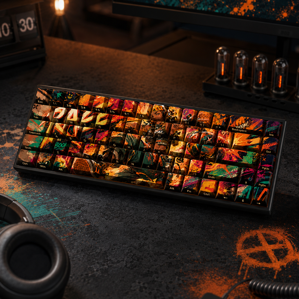 VALORANT Raze Custom 68 Key PBT Dye Sublimation Side-Printed Keycap Set ...