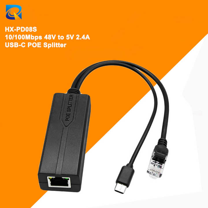 100Mbps Gigabit Type-C IEEE802.3af/at 48V-57V to DC5V 2.4A 15W Max ...