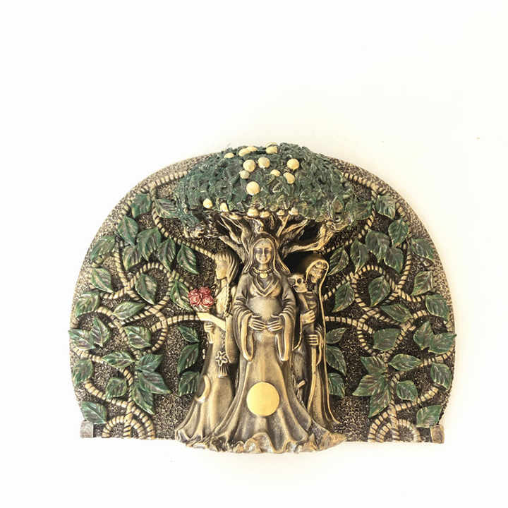 Goddess Statue Tree of Life Triple Moon Hecate Brigid Wicca