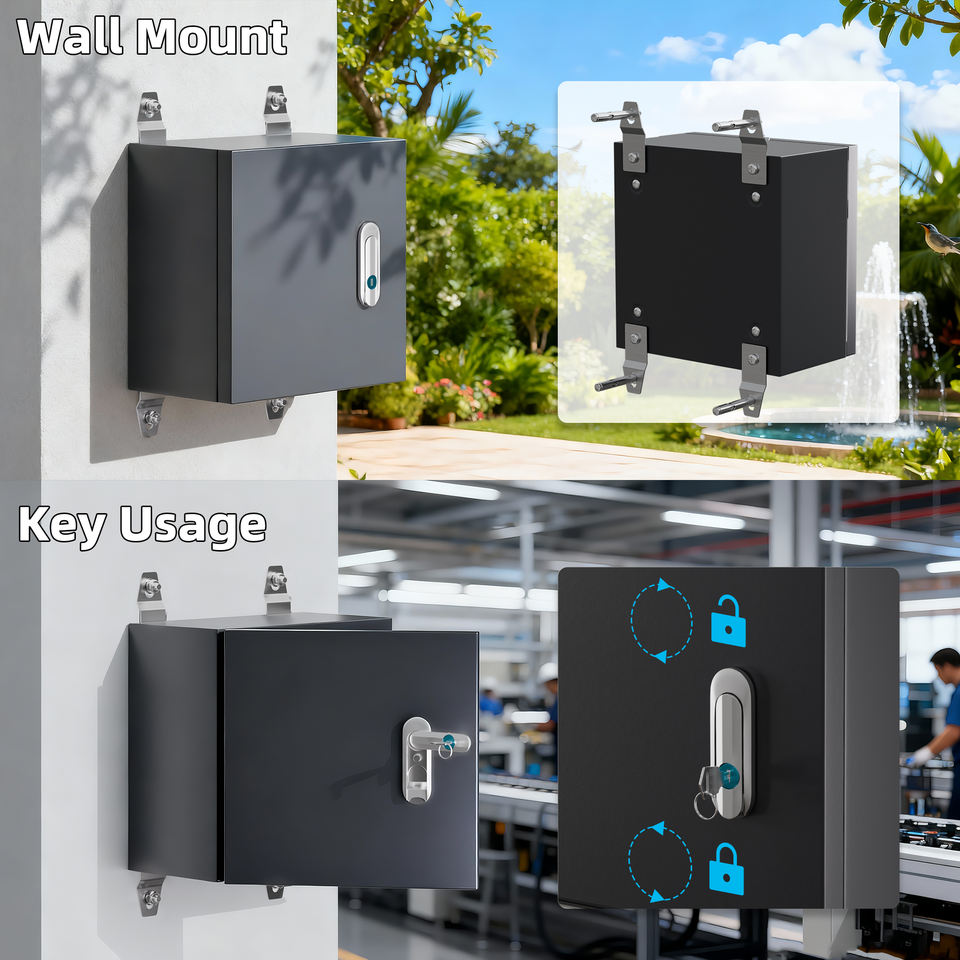 Lockable Outdoor Electrical Enclosure 25*25*15CM Waterproof Junction ...