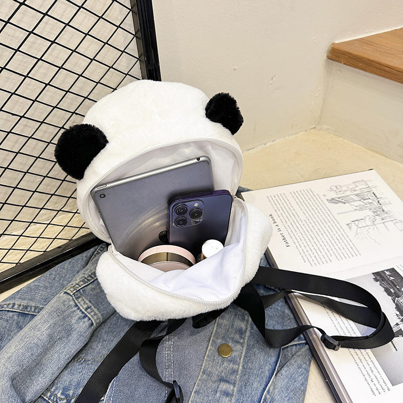 Kawaii Panda Shaped Plush Backpack Adjustable Strap Stuffed Animal Bag ...