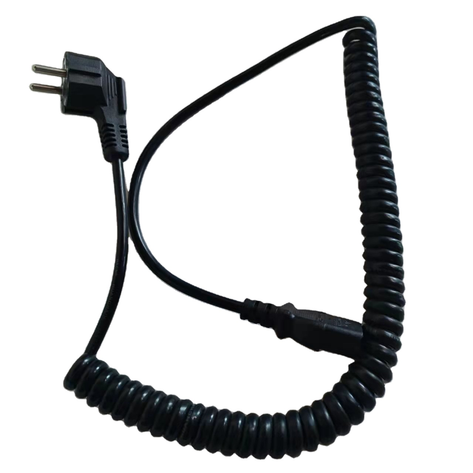 Coiled Power Cable with EU Plug Flexible Retractable IEC C13 to EU ...