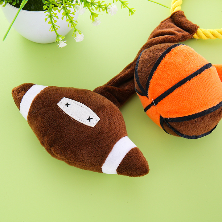 Squeaky Dog Toys Pet Plush Basketball Dog Toy and Plush Soccer Ball Dog ...