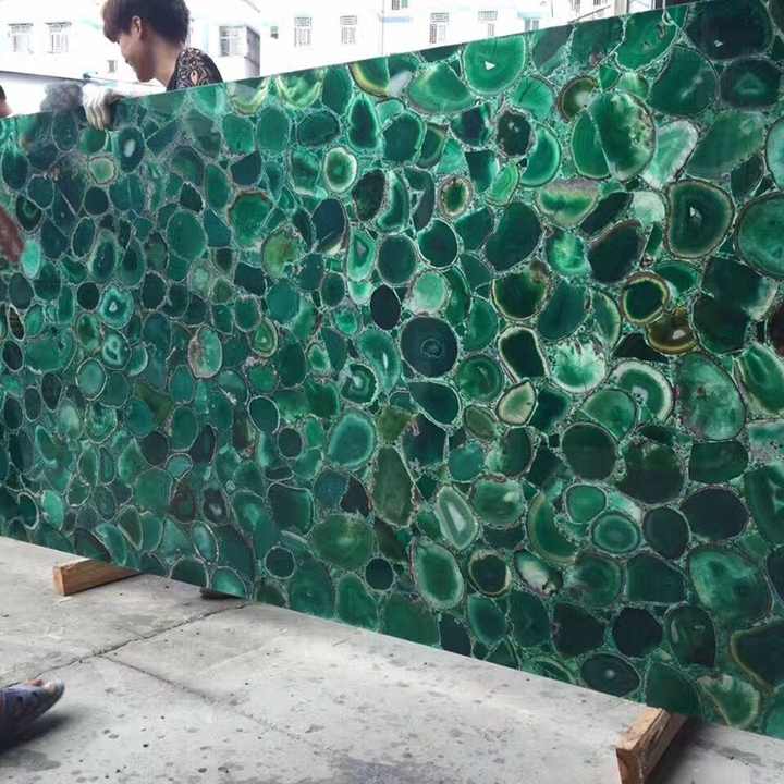 Backlit Semiprecious Green Jade Onyx Stone Agate Tile Gemstone Slab