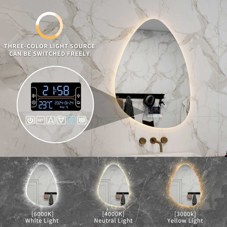 Water Drop Smart Bathroom Mirror, LED Anti-Fog Mirror with Human Sensor ...