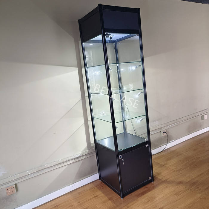 Commercial Retail Corner Showcase Cabinet - 3-Tier Lockable Glass ...