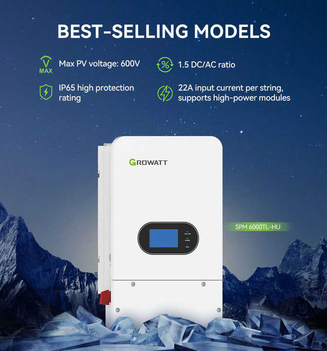 Growatt Single Phase Hybrid Inverter SPM 10000TL-HU SPM 8000TL-HU 10KW 8KW Low Voltage Solar ...